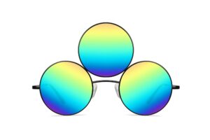 trippy lights third eye sunglasses rainbow multi colored mirrored reflective lens with stylish black frames rave festival uv400 sunglasses