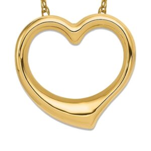 icecarats 14k yellow gold heart love floating chain slide pendant necklace charm 24mm x only