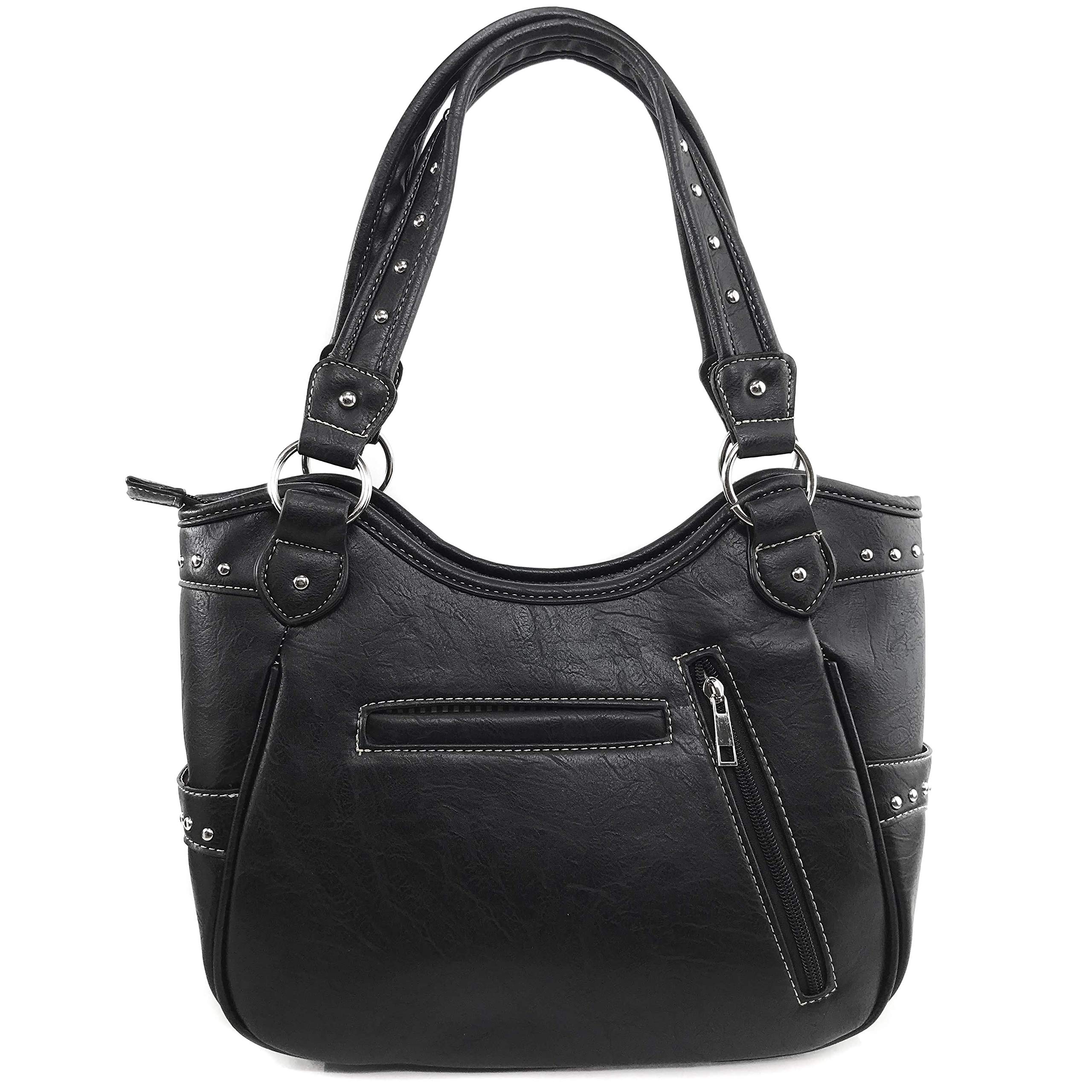 Zelris Spring Bloom Western Concho Women Conceal Carry Tote Handbag Purse (Black)