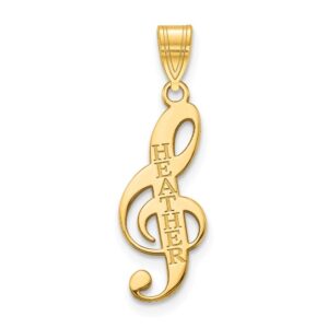 roy rose jewelry custom made music treble clef with personalized name small pendant in gold-plated sterling silver