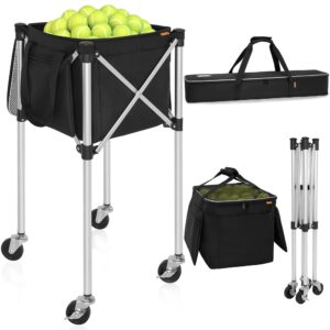 akozlin tennis ball hopper with wheels holds 150 balls tennis ball cart sports teaching cart lightweight aluminum alloy