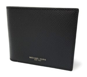 michael kors men's harrison billfold with passcase leather wallet no box included,slim (black)