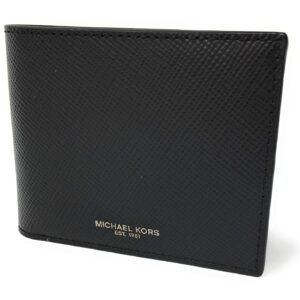 Michael Kors Men's Harrison Billfold with Passcase Leather Wallet No Box Included,slim (Black)