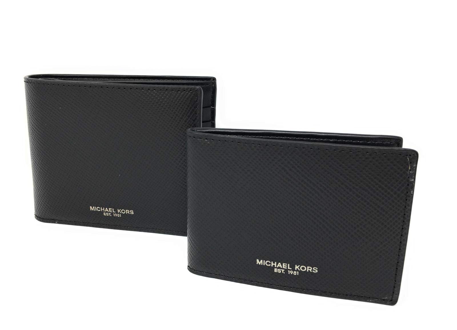 Michael Kors Men's Harrison Billfold with Passcase Leather Wallet No Box Included,slim (Black)