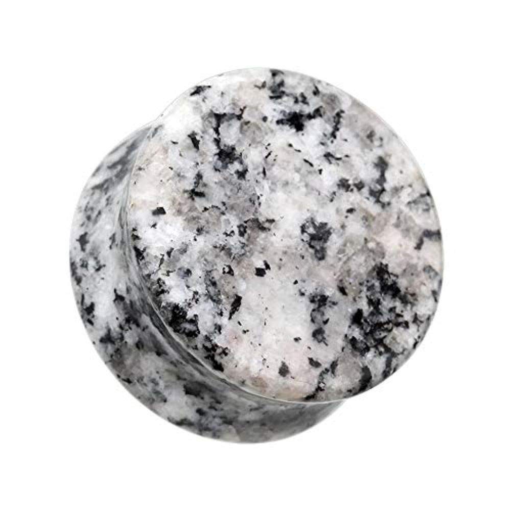 Covet Jewelry Black Sesame Natural Stone Double Flared Ear Gauge Plug (1" (25mm))