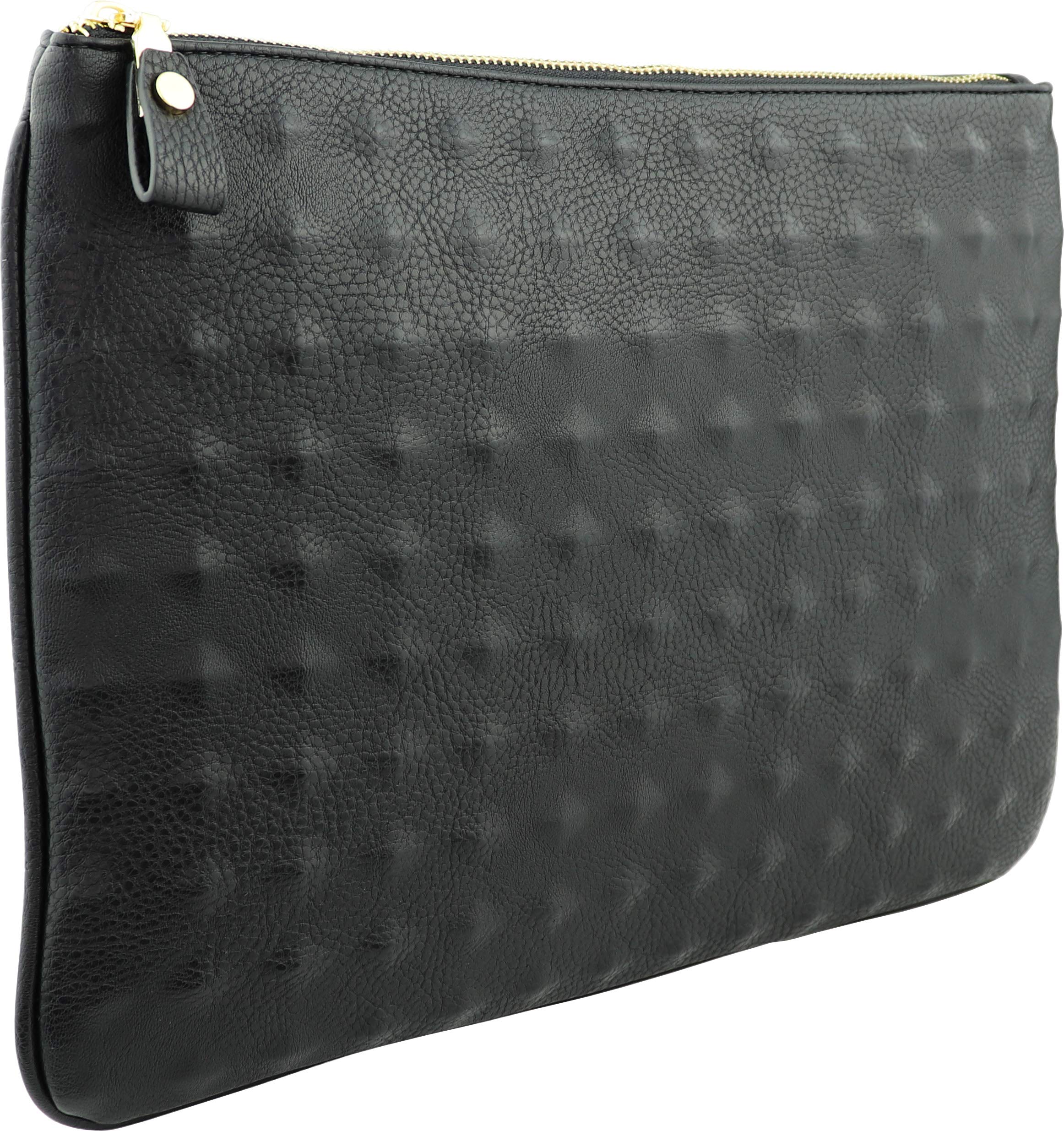 B BRENTANO Vegan Oversized Embossed Clutch Pouch (Black)