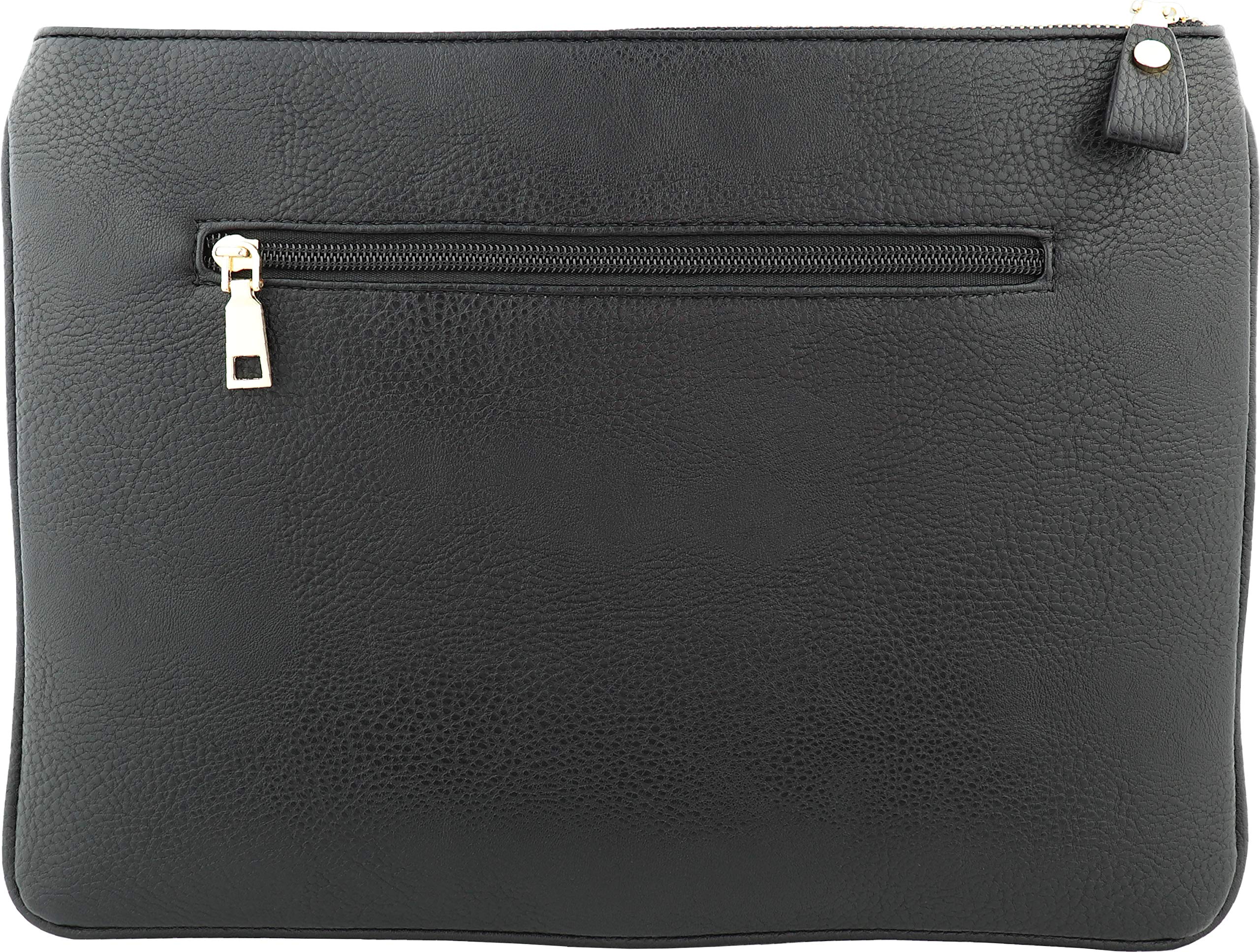 B BRENTANO Vegan Oversized Embossed Clutch Pouch (Black)