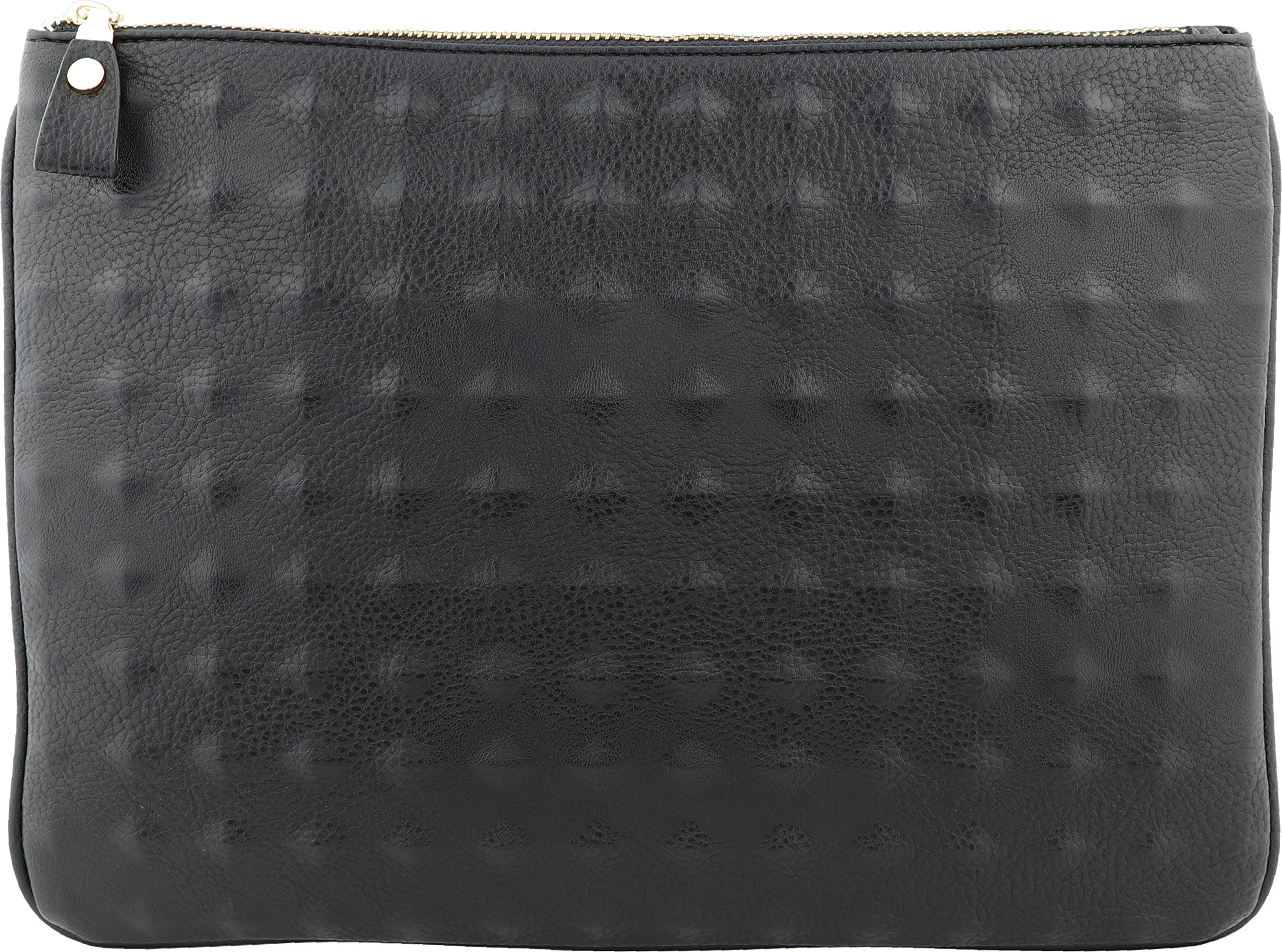 B BRENTANO Vegan Oversized Embossed Clutch Pouch (Black)