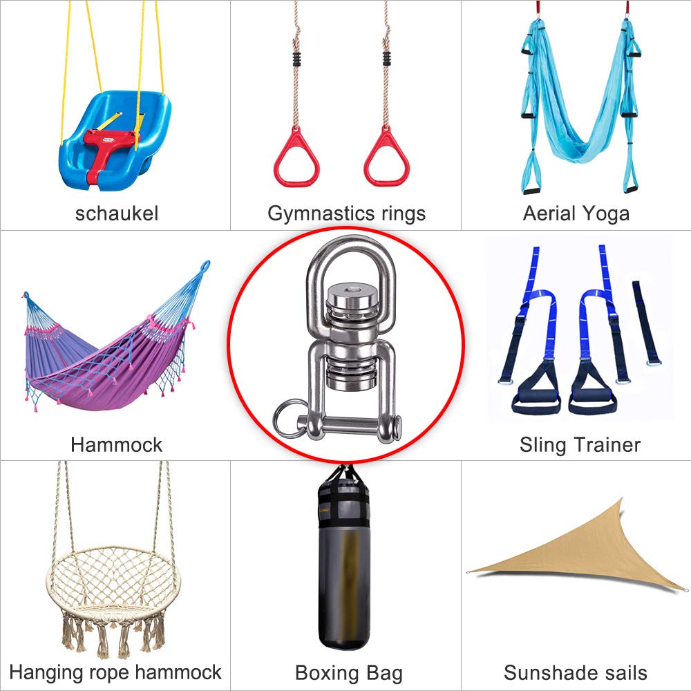 BeneLabel Swing Swivel with 2 Bearing, 360° Rotation, 770LB Capacity, Safest Rotational Device Hanging Accessory for Web Tree Swing, Aerial Dance, Children's Swing, Yoga Swing Sets