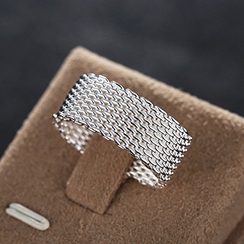 Cutesmile Fashion Beautiful Jewelry New 925 Sterling Silver Mesh Fine Ring Band (8)