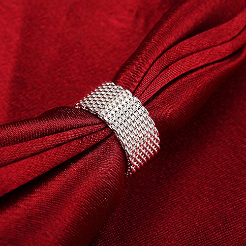 Cutesmile Fashion Beautiful Jewelry New 925 Sterling Silver Mesh Fine Ring Band (8)