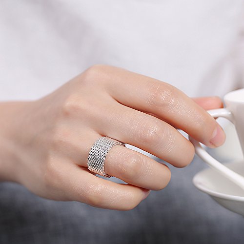 Cutesmile Fashion Beautiful Jewelry New 925 Sterling Silver Mesh Fine Ring Band (8)