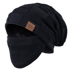 redess beanie hat for men and women winter warm hats knit slouchy thick skull cap with face cover