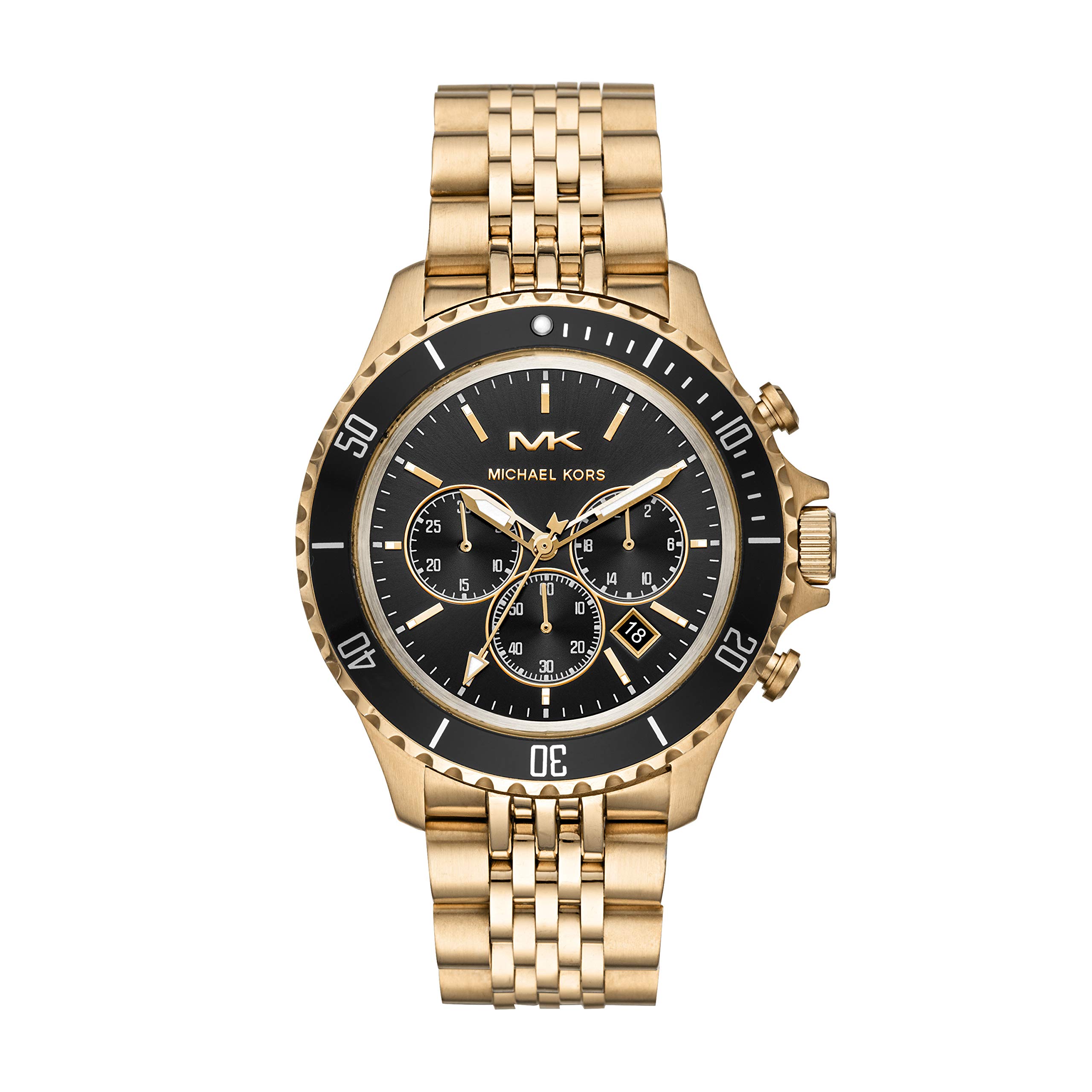 Michael Kors Men's Bayville Quartz Watch with Stainless Steel Strap, Gold, 22 (Model: MK8726)