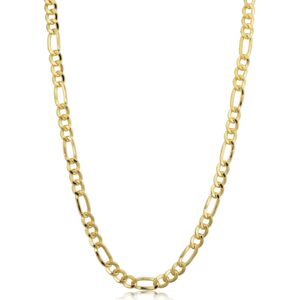 kooljewelry 14k yellow gold filled solid figaro link chain necklace (4.2 mm, 20 inch)