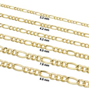 Kooljewelry 14k Yellow Gold Filled Solid Figaro Link Chain Necklace (4.2 mm, 20 inch)