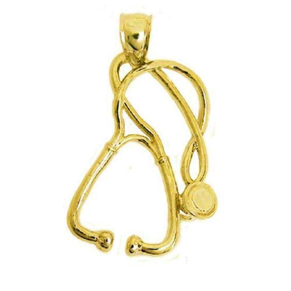 SURANO DESIGN JEWELRY 14k Yellow Gold Medical Stethoscope 3D (3 Dimensional) Pendant, Made in USA