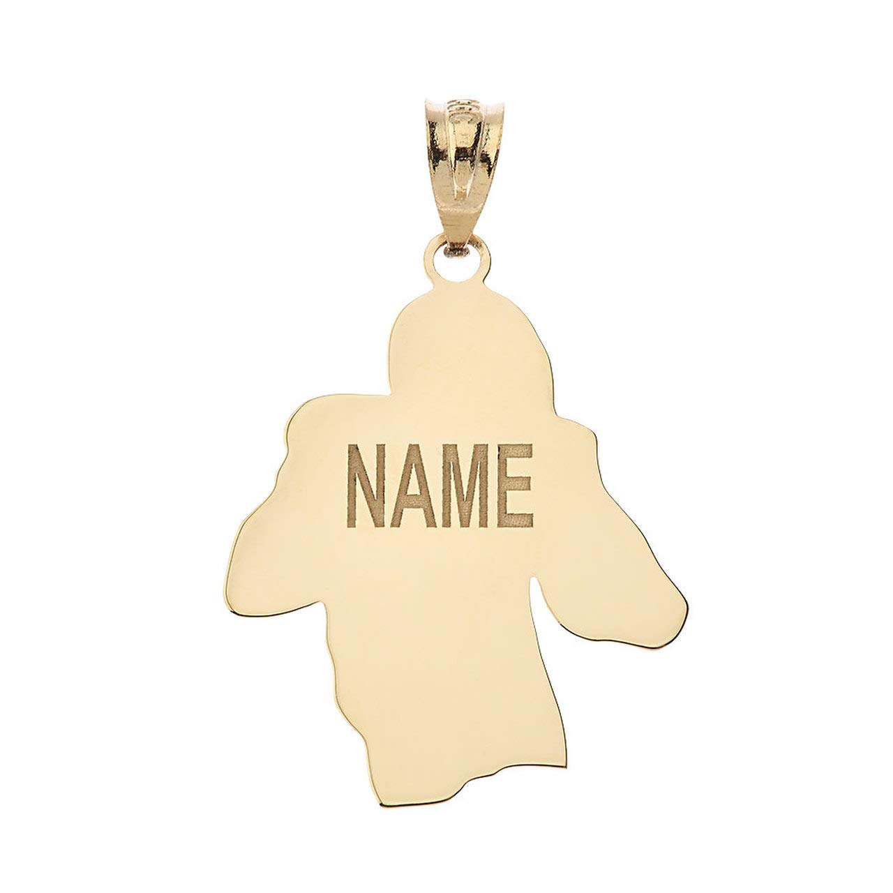 Sports Charm Certified 14k Yellow Gold Personalized Football Player Pendant with Your Name and Number