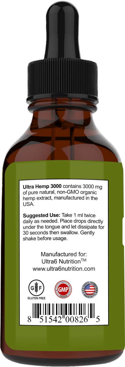 Hemp Oil with 3000mg - 120 Servings. Hemp Extract. Made in The USA