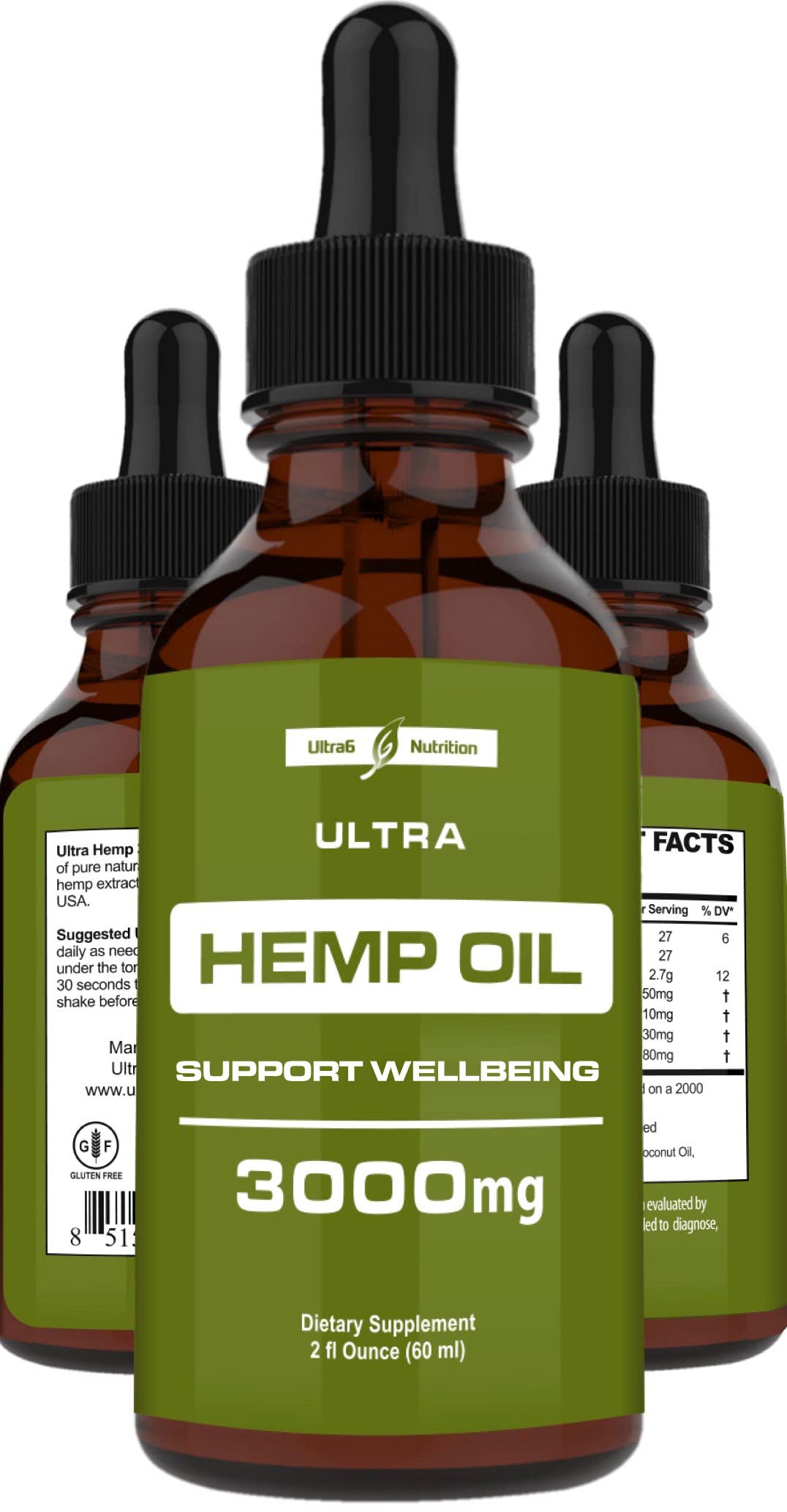 Hemp Oil with 3000mg - 120 Servings. Hemp Extract. Made in The USA