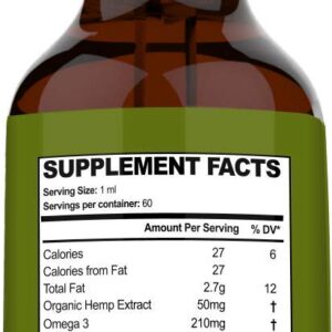 Hemp Oil with 3000mg - 120 Servings. Hemp Extract. Made in The USA