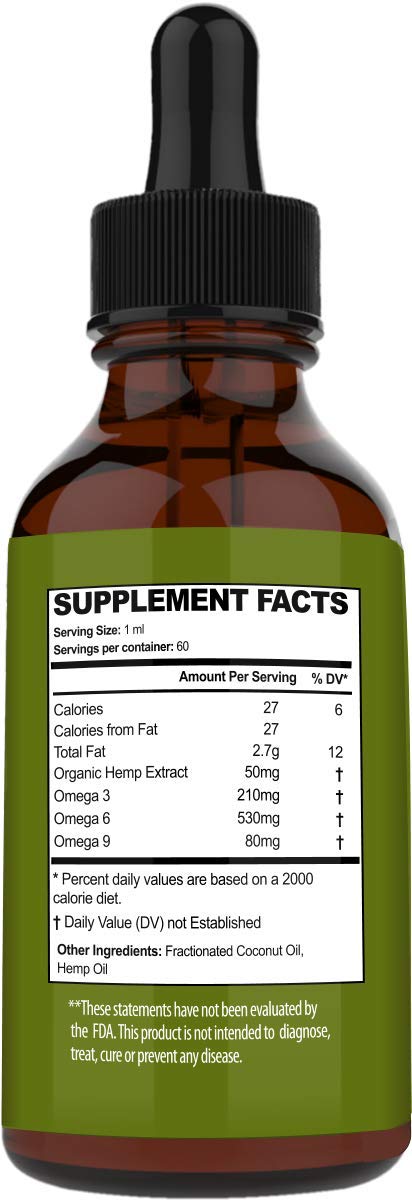 Hemp Oil with 3000mg - 120 Servings. Hemp Extract. Made in The USA