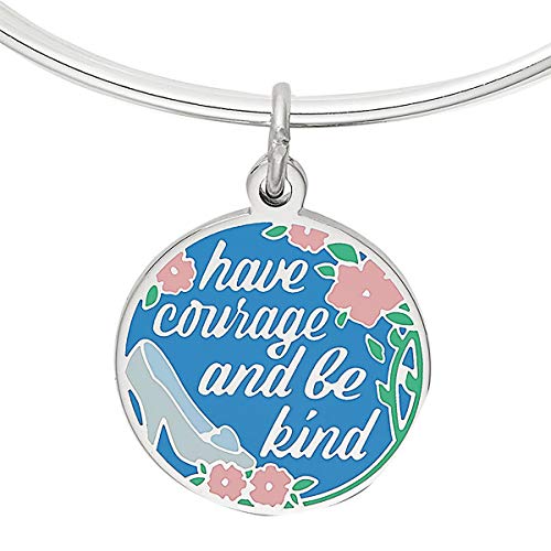 Alex and Ani Disney Cinderella Have Courage and Be Kind Bangle Bracelet Charm Silver