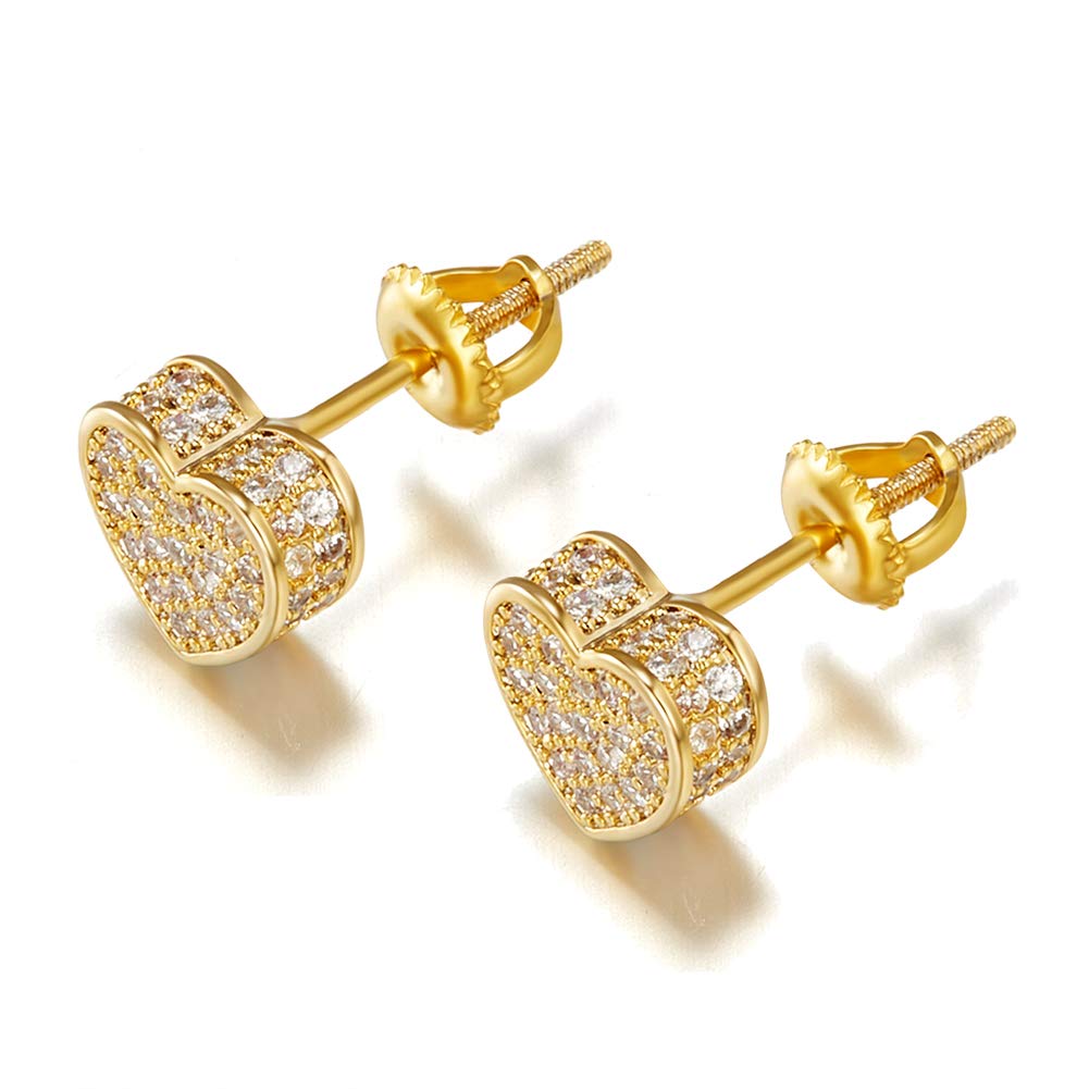 18k Gold Plated Heart Stud Earring For Women Earring 925 silver Screw Back Iced Out Cubic Zirconia earring SENTERIA