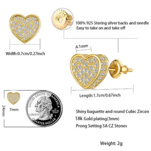 18k Gold Plated Heart Stud Earring For Women Earring 925 silver Screw Back Iced Out Cubic Zirconia earring SENTERIA