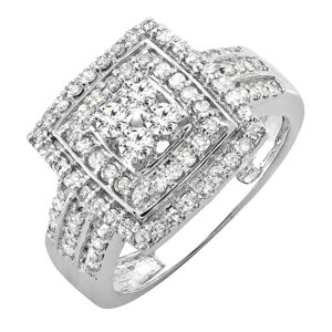 dazzlingrock collection 1.08 carat (ctw) round white diamond engagement ring for women in 14k white gold, size 7