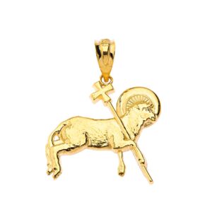 certified 10k yellow gold the lamb of god biblical charm pendant