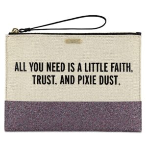 peter pan ''all you need is a little faith, trust, and pixie dust'' canvas glitter clutch by kate spade new york