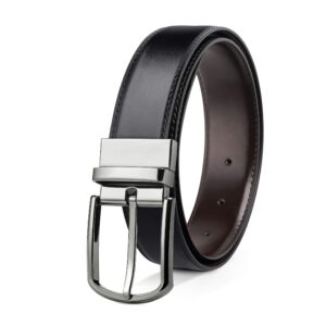 pluszis reversible leather belts for men big and tall 28"-76" trim to fit with gift-box