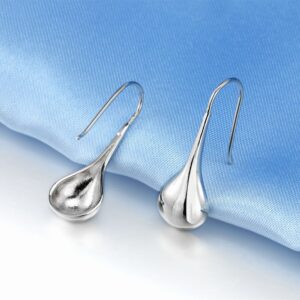 925 Sterling Silver Ear Needle With Teardrop & Waterdrop Earrings (Silver Waterdrop)