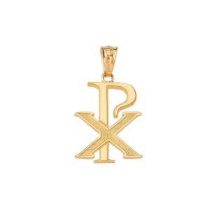 religious jewelry by fdj certified 10k yellow gold chi rho px xp christogram symbol charm pendant