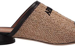 Emporio Armani Women's Raffia Logo Slide Mule, Natural + Black, 34 Medium EU (4 US)