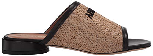 Emporio Armani Women's Raffia Logo Slide Mule, Natural + Black, 34 Medium EU (4 US)