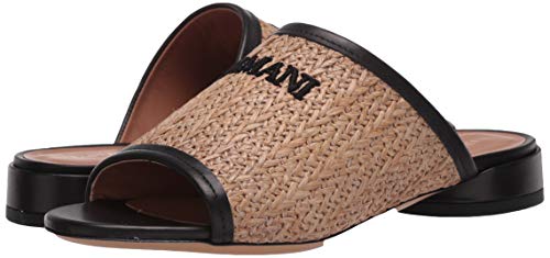 Emporio Armani Women's Raffia Logo Slide Mule, Natural + Black, 34 Medium EU (4 US)