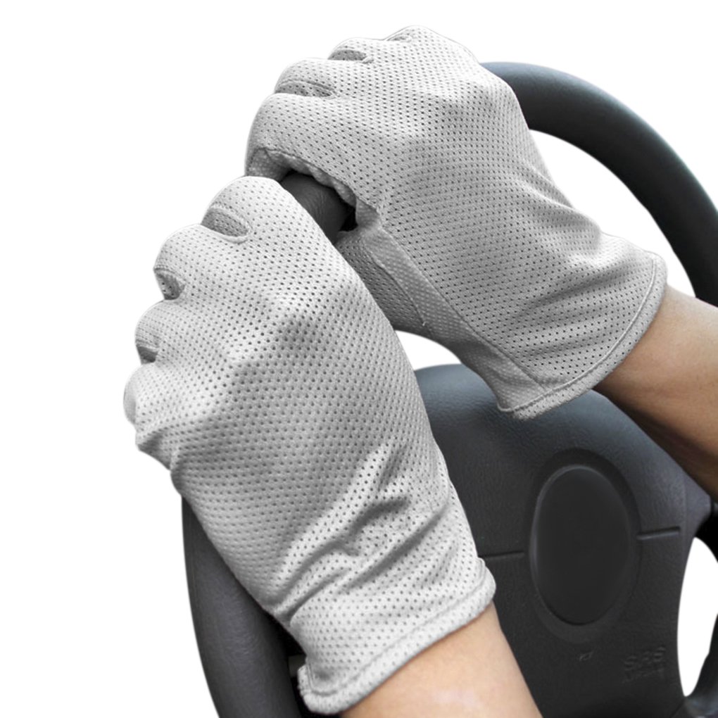 JIAHG Mens Driving Gloves Summer UV Sun gloves Non Slip Touchscreen Cotton Gloves Outdoor Sunblock Gloves for Cycling Motorcycle (gray)