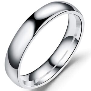 jude jewelers 4mm stainless steel classical simple plain dome style wedding band ring (silver, 8)