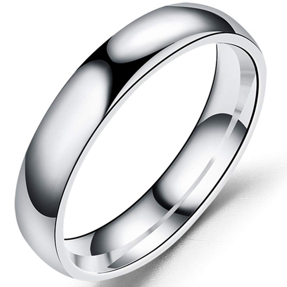 Jude Jewelers 4mm Stainless Steel Classical Simple Plain Dome Style Wedding Band Ring (Silver, 8)