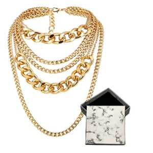 cibirich punk chain chunky necklaces for women multilayer collar necklace gold