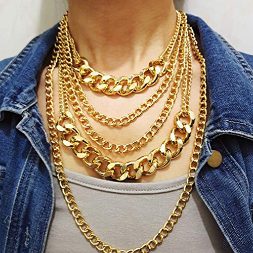 CIBIRICH Punk Chain Chunky Necklaces for women Multilayer Collar Necklace Gold