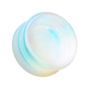 concave opalite stone double flared ear gauge plug (00 ga (10mm))