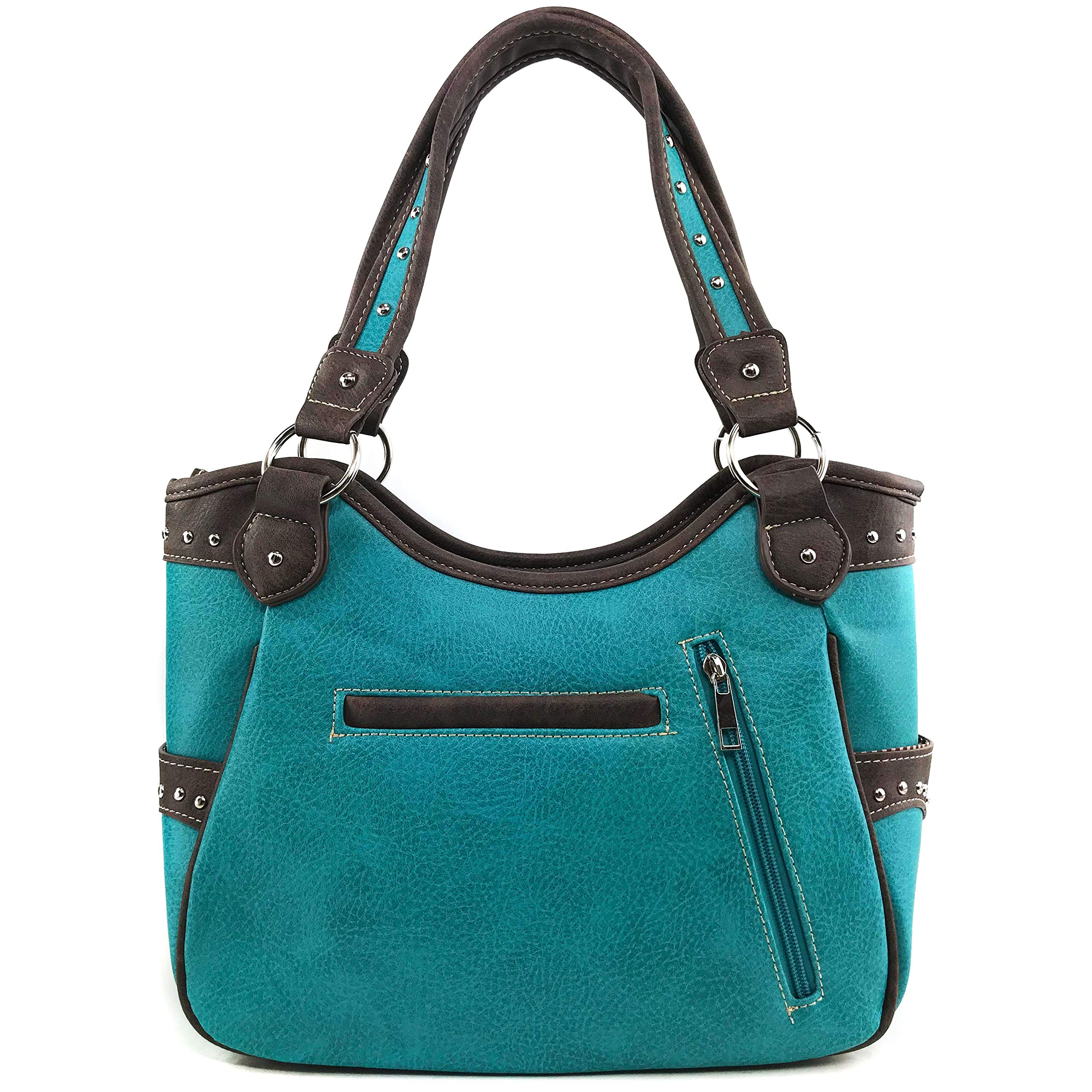 Zelris Western Cross Daisy Flower Women Conceal Carry Tote Handbag Purse (Turquoise Blue)