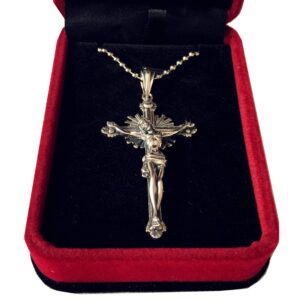 elegantmedical S925 Sterling Silver Large 2.3 inch Crucifix Cross rosary part necklace pendant catholic gift