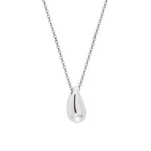 tiny teardrop necklace for women girls sterling silver minimalist simple oval bead beans pear shape pendant choker bff necklace fashion adjustable chain 18" jewelry wedding birthday gift (silver)