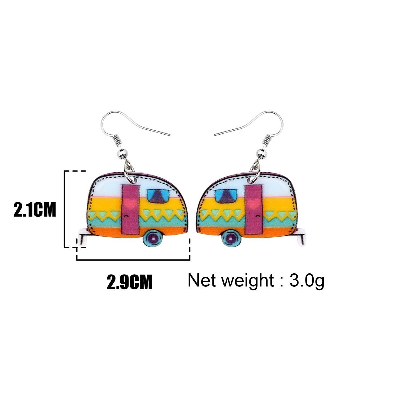 Bonsny Acrylic Drop Dangle Cartoon Funny Camper Van's Camping Car Earrings Jewelry For Women