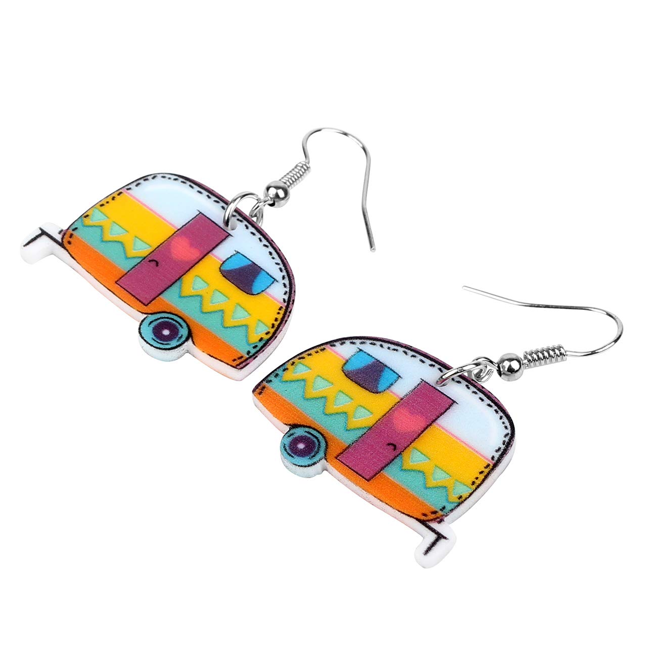 Bonsny Acrylic Drop Dangle Cartoon Funny Camper Van's Camping Car Earrings Jewelry For Women