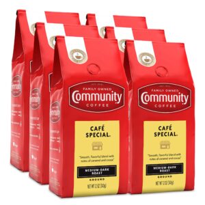 community coffee café special blend 72 ounces, medium dark roast ground coffee, 12 ounce bag (pack of 6)